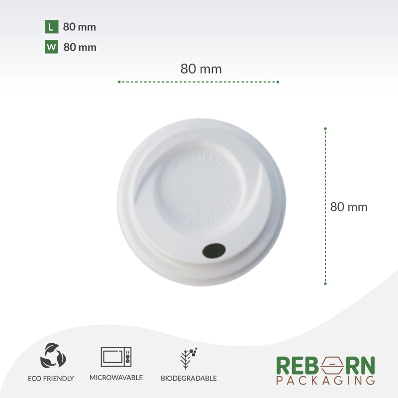 80mm size, Biodegradable Hot Cup Lid, for 6-8oz cup – RebornPackaging